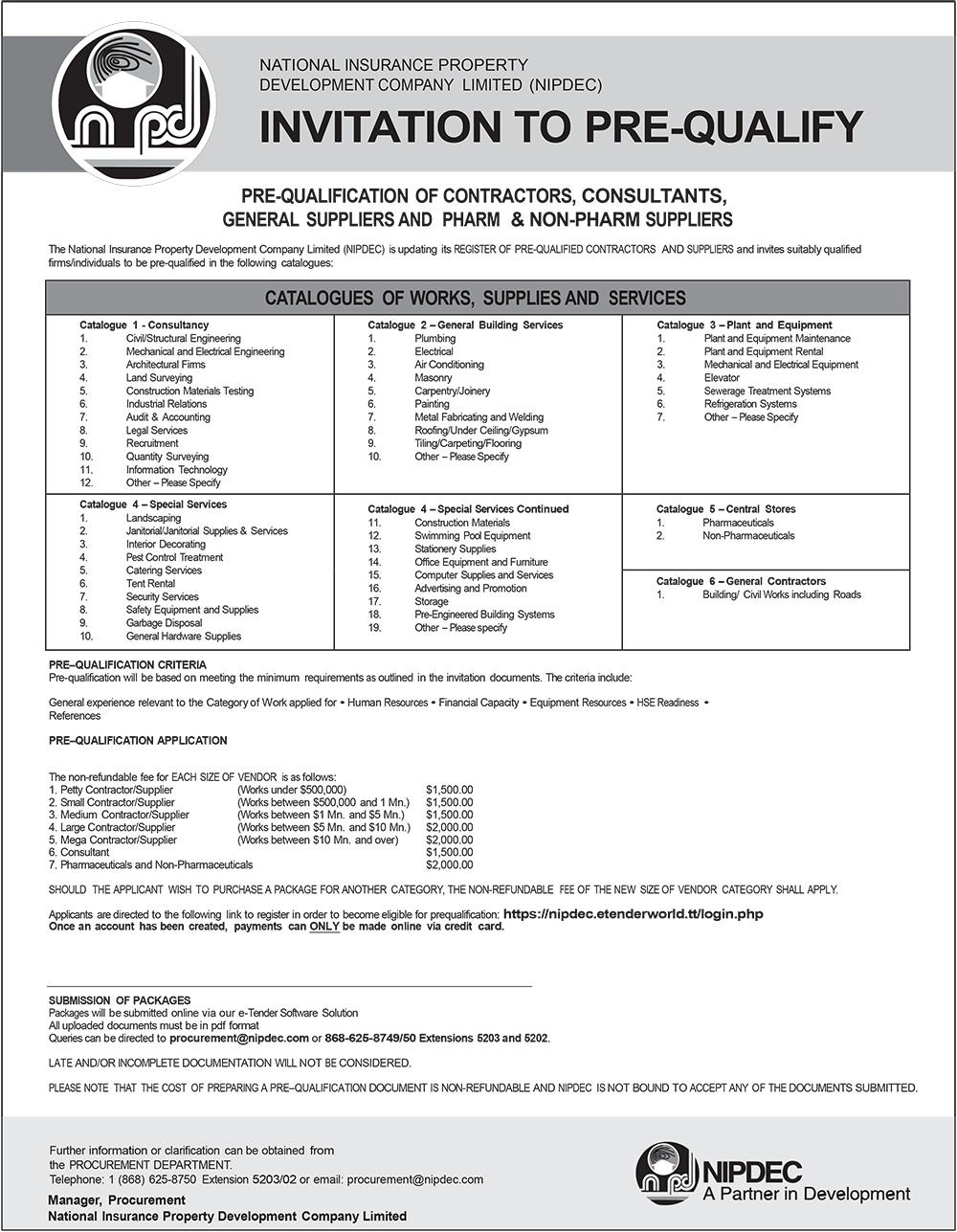 Public Tenders – NIPDEC