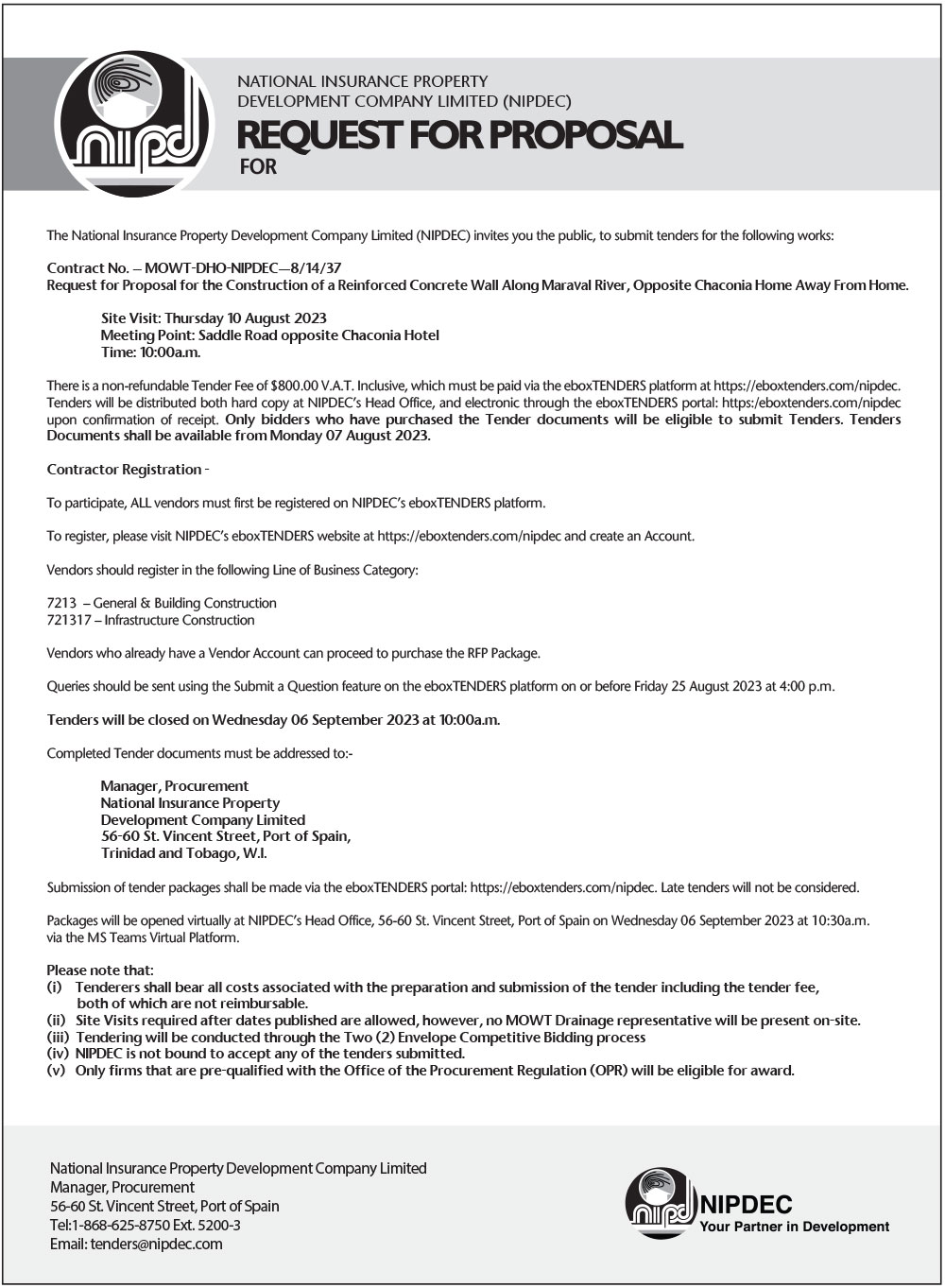 Public Tenders – NIPDEC